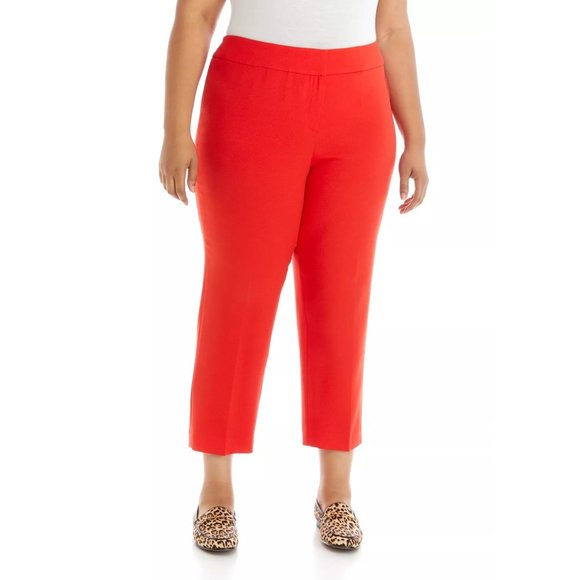 Kasper | Pants & Jumpsuits | Nwt Kasper Red Stretch Crepe Slim Cropped ...